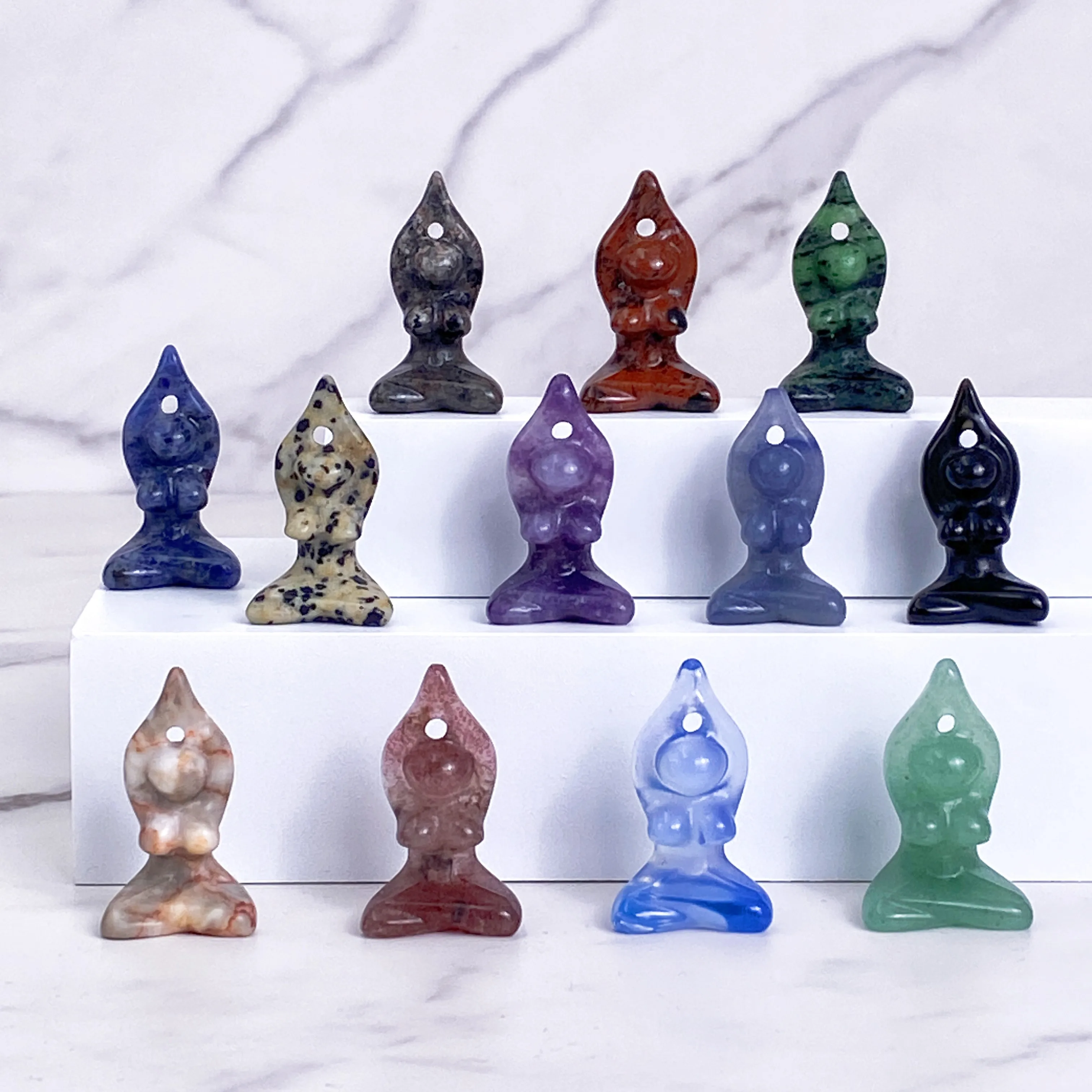 1PC Random Yoga Model Natural Crystal Carving,Gemstone Jewelry,Glitter ...