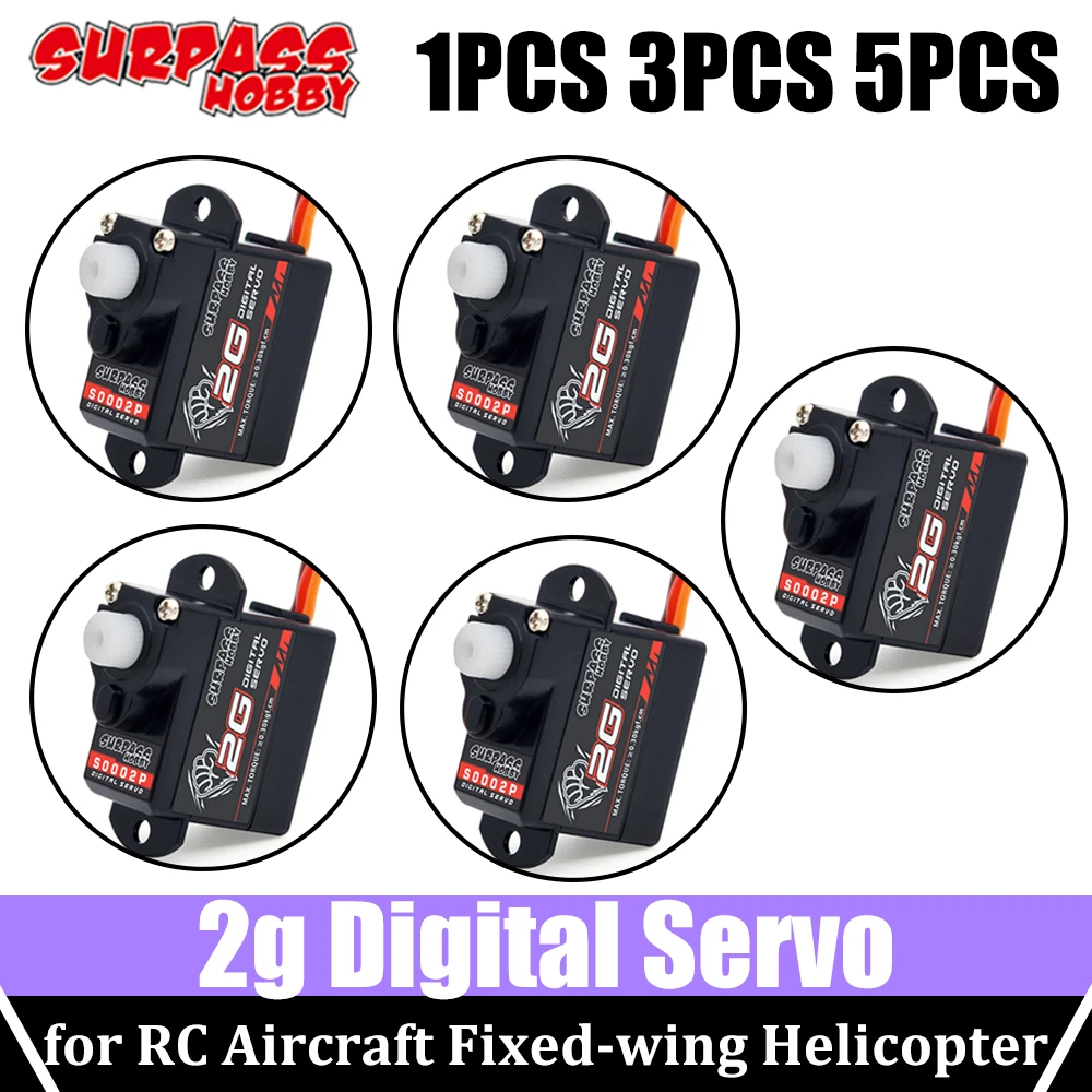 Surpass Hobby 5PCS 2g Digital Servo Mini Micro Plastic Gear Servos for ...