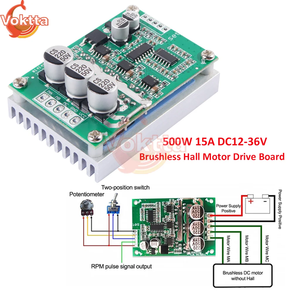 DC-Brushless-Motor-Speed-Controller-Hall-Free-Motor-Driver-Board-High ...