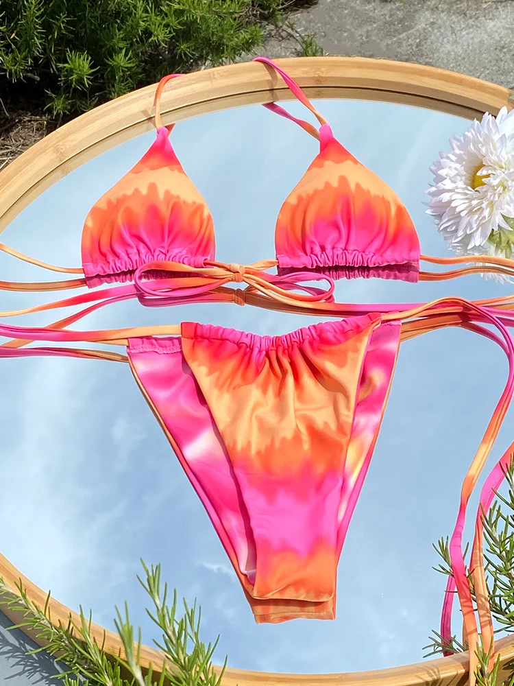 Miyouj Bandage Bikinis Print Swimwear Women Sexy Bikini Set Triangle