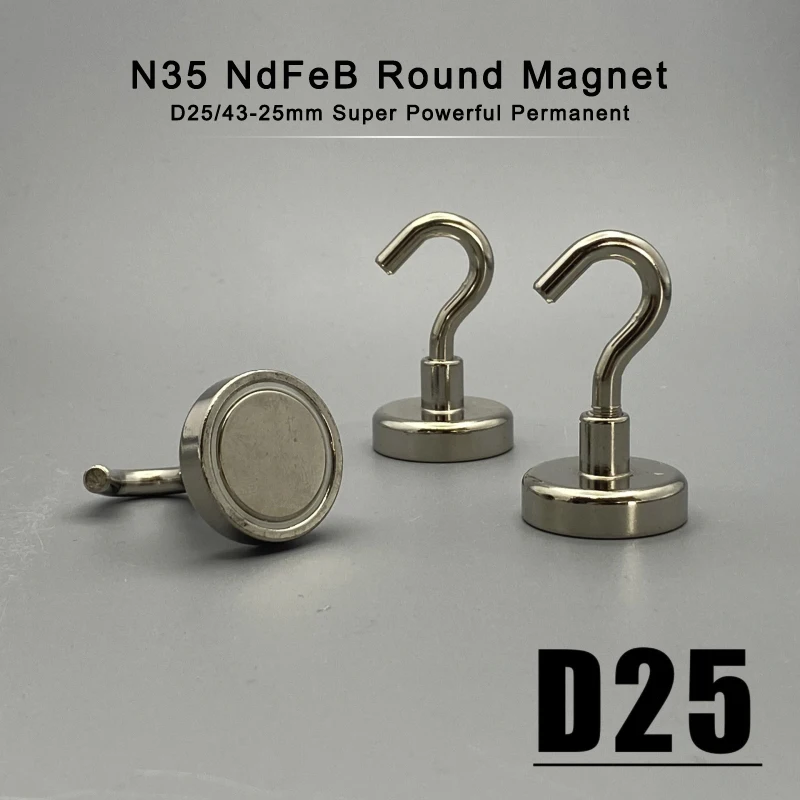 1-2-3-5Pcs-Diameter-25mm-Magnets-Hook-D25-hook-Circular-Heavy-Duty-Wall ...