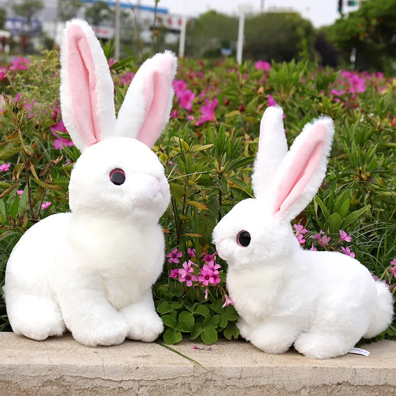 25-40CM-Simulation-Cute-White-Gray-Khaki-Plush-Rabbit-Fur-Realistic ...