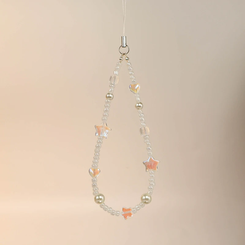 Simple-Transparent-Heart-Star-Bead-Phone-Lanyard-Y2K-Beaded-Mobile ...