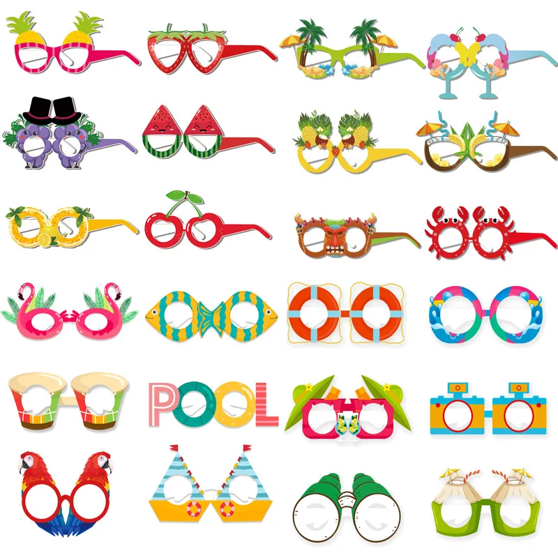 12pcs-Hawaii-Aloha-Theme-Summer-Fruit-Paper-Glasses-Photo-Props ...