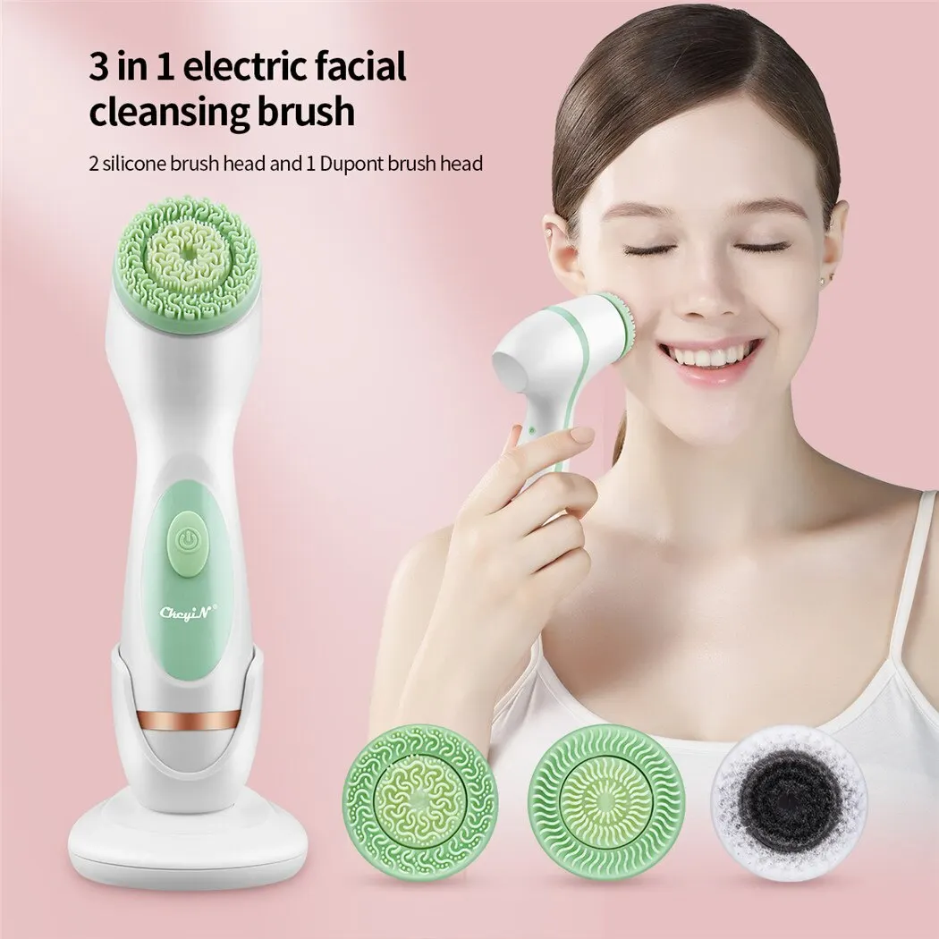 CkeyiN-Silicone-3-in-1-Electric-Ultrasonic-Facial-Cleaner-Acne-Pore ...