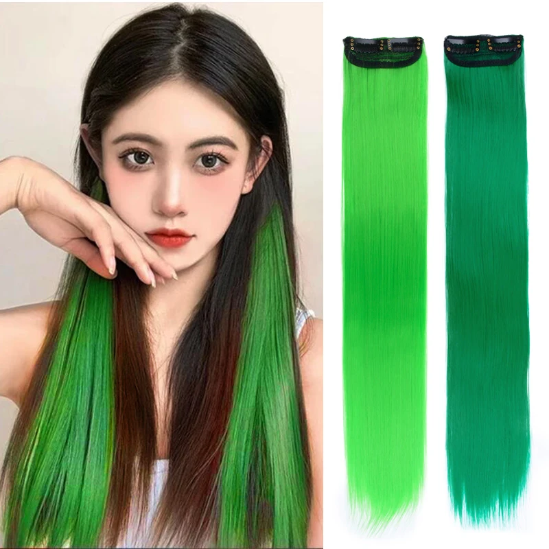 Korean-Girls-55CM-Rainbow-Clip-In-Hair-Extensions-30g-Thick-Straight ...