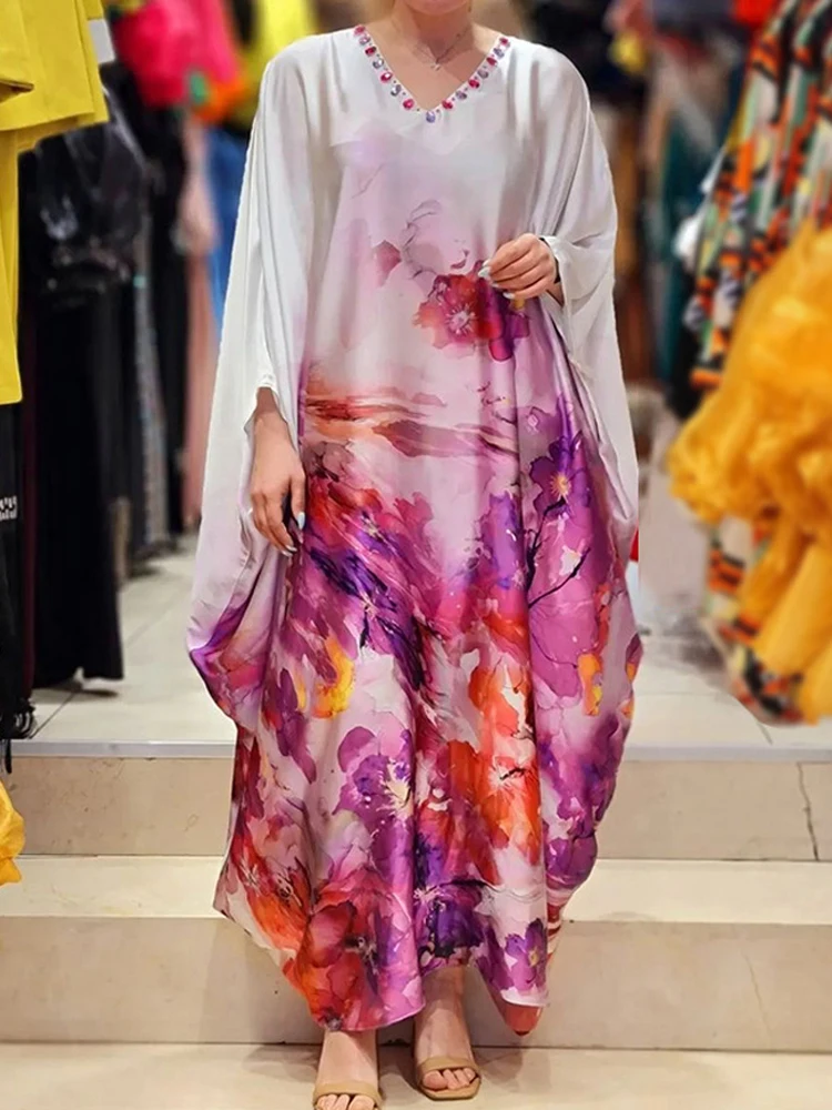 Elegant-Womens-Chiffon-Dresses-African-Dashiki-Print-Loose-Boubou-Dubai ...