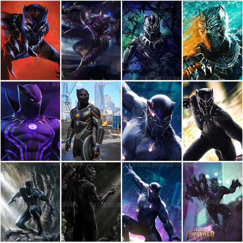 Pintura con diamantes de Marvel, Pantera Negra, arte de dibujos ...
