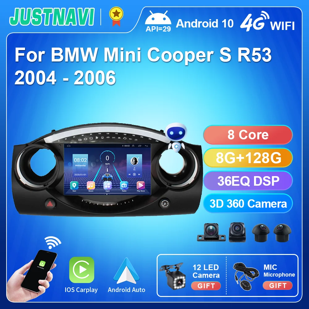 JUSTNAVI Radio de coche para BMW Mini Cooper S R53 2004 2006 ...