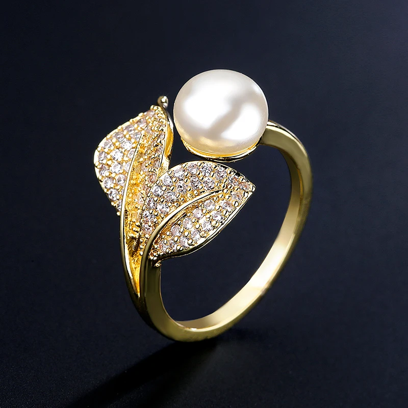 UILZ-Romantic-Novel-Women-Ring-Rose-Gold-Color-Imitation-Pearl-Bright ...