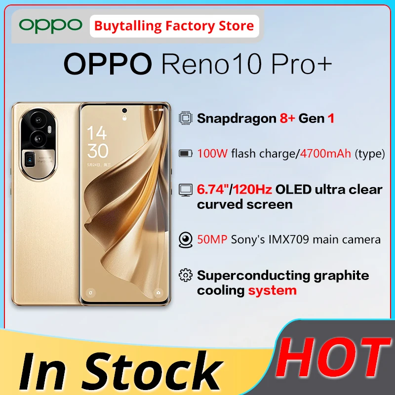 OPPO-Telefone móvel Reno 10 Pro Plus, 5G, 6,74 ", 120Hz, Tela curva ...