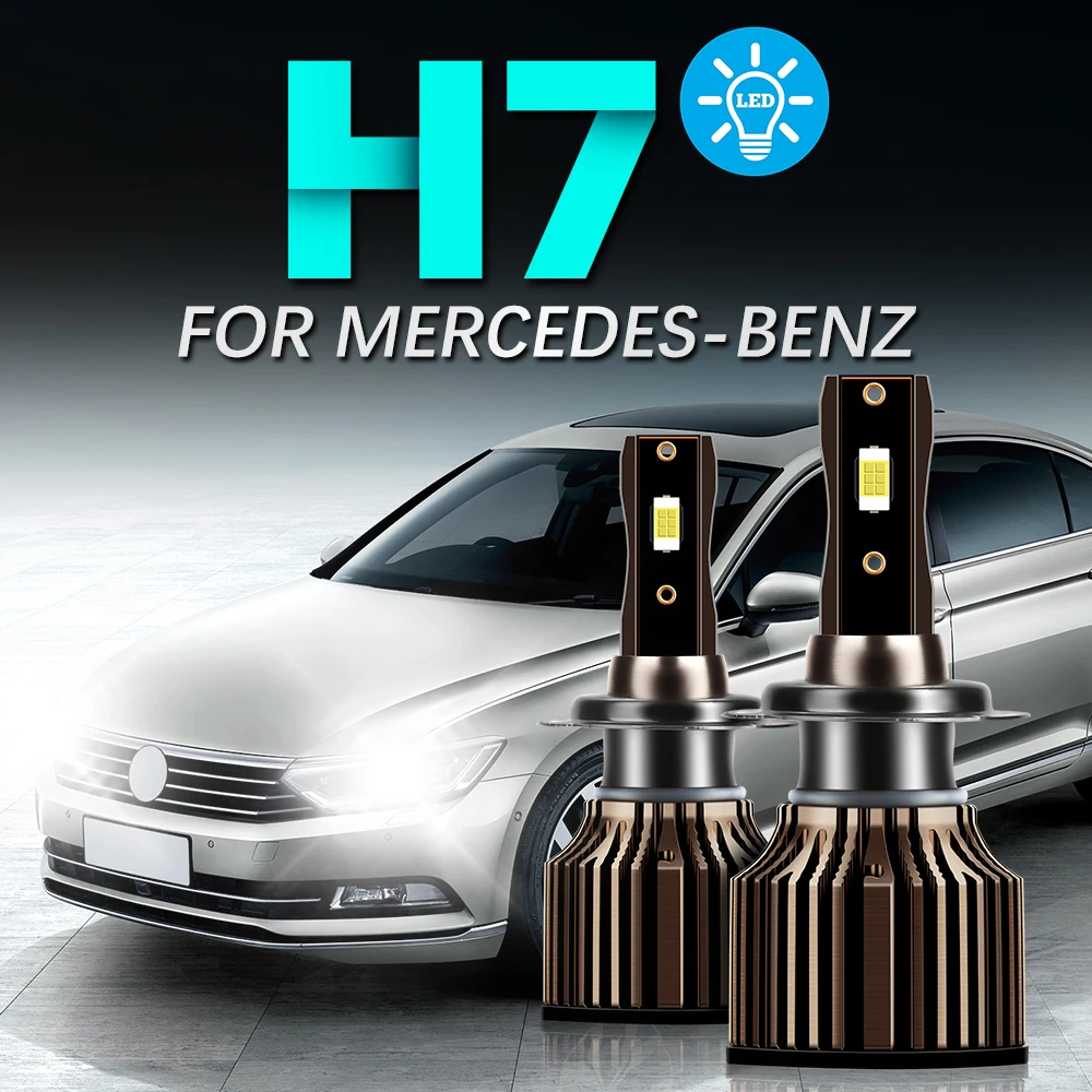 2PCS H7 LED Headlight Lights 15000LM Turbo Bulbs CSP 6000K Car Lamps ...