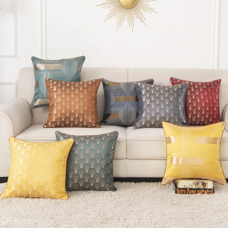 Luxury-Jacquard-Stripes-Geometry-Pillowcase-Polyester-Satin-Embroidered ...