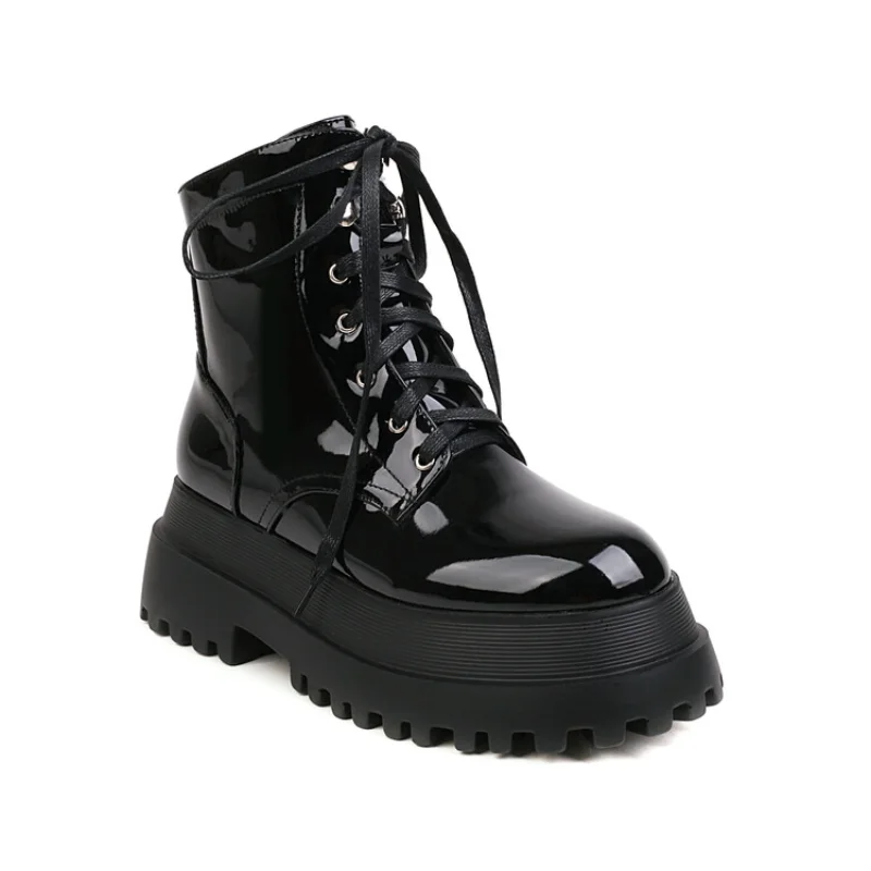 Botas-martin-planas-de-tela-brillante-con-cordones-botas-de-vaquero ...
