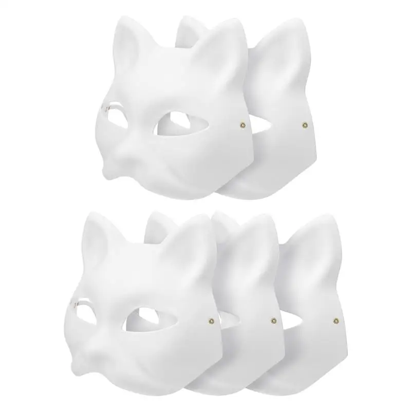 5pcs-Unpainted-Masquerade-Masks-Blank-Paper-Masks-Halloween-Cat-Masks ...