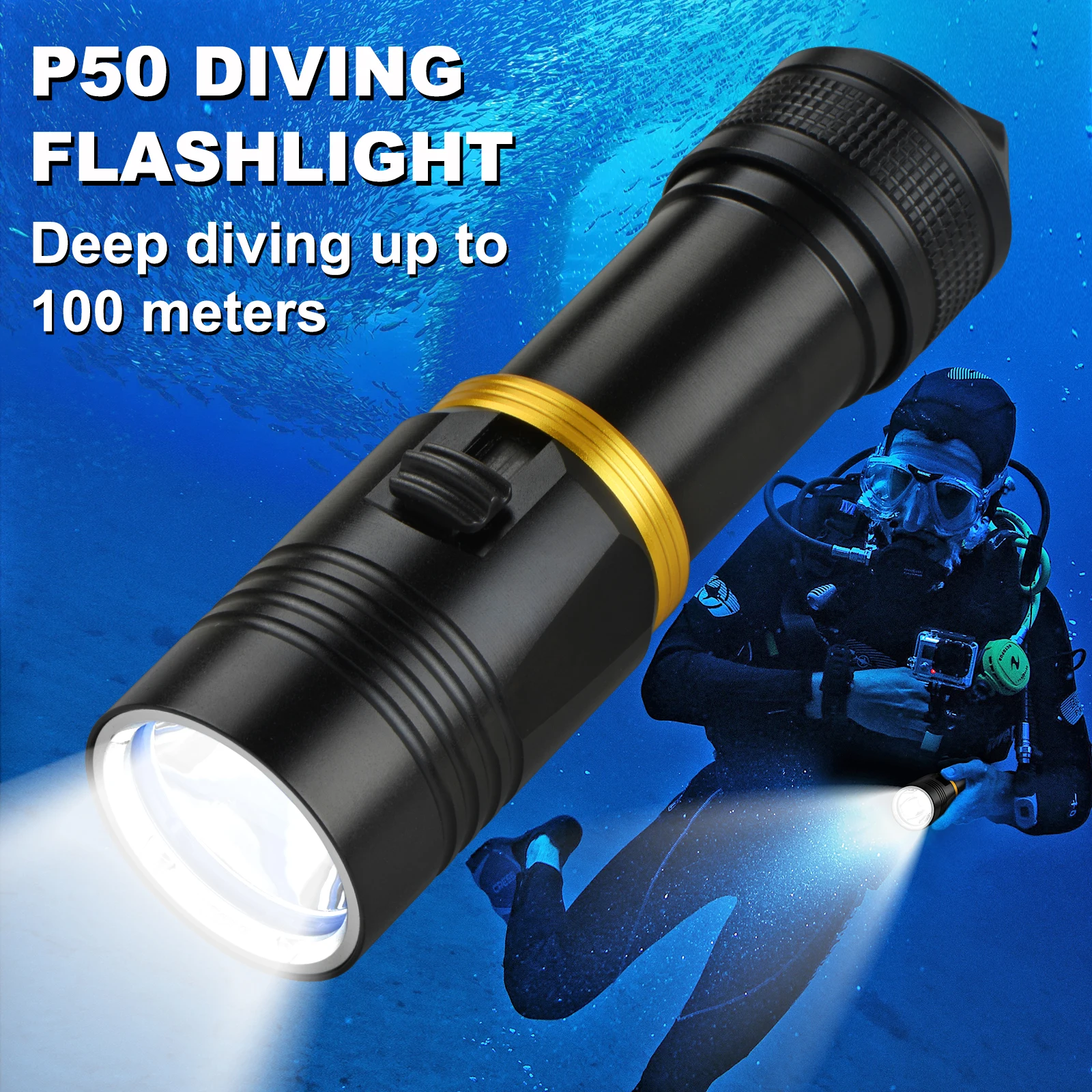 ANEKIM-P70-LED-Professional-Diving-Flashlight-Rechargeable-26650 ...