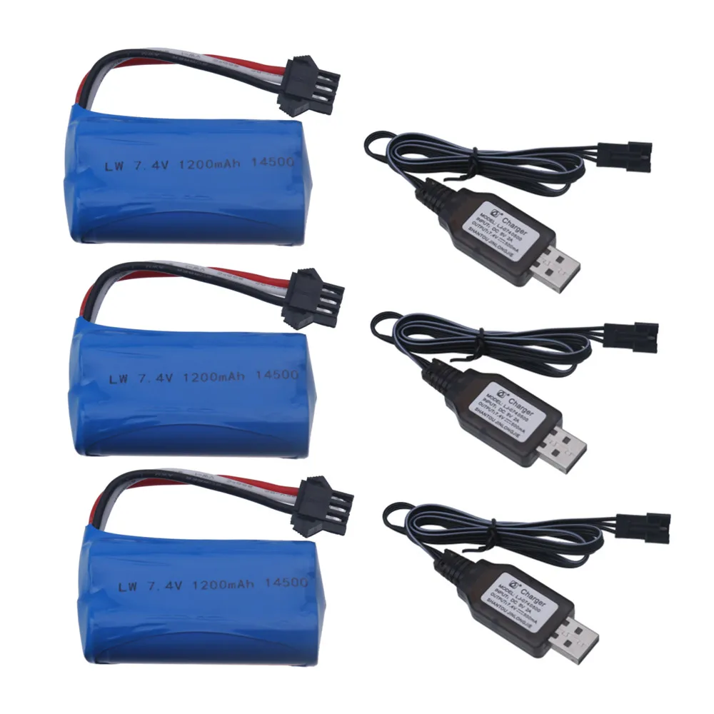 7-4-V-1200mah-14500-Li-ion-Battery-and-Charger-for-Electric-Toys-Water ...