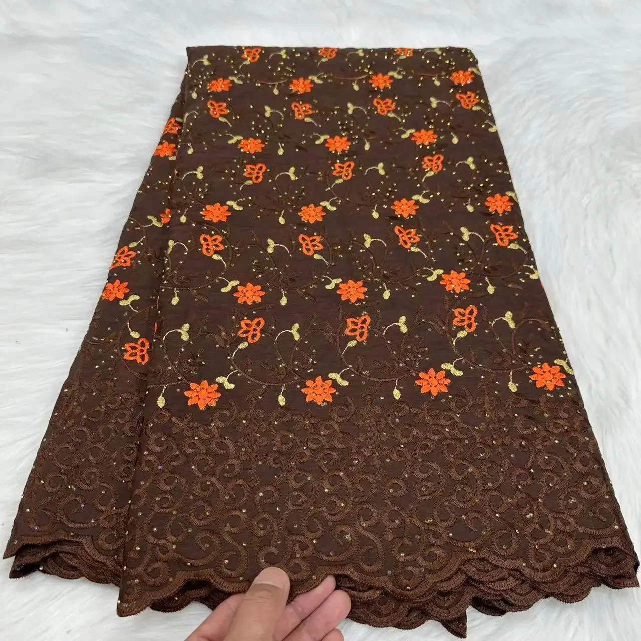 Latest Brown African Autriche Brode Lace Fabric With Stones 2024 High ...