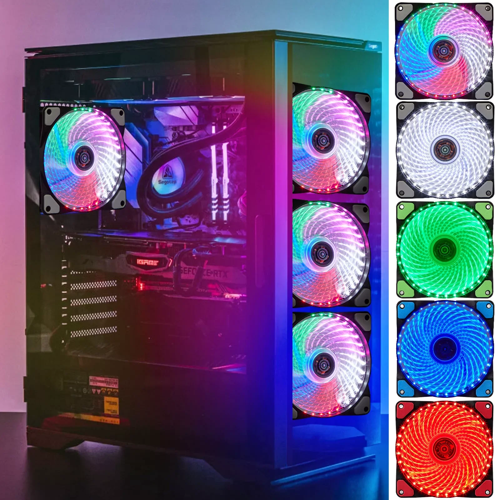 120mm-15-LED-Ultra-Silent-Computer-PC-Case-Cooling-Fan-15-LEDs-12V-With ...