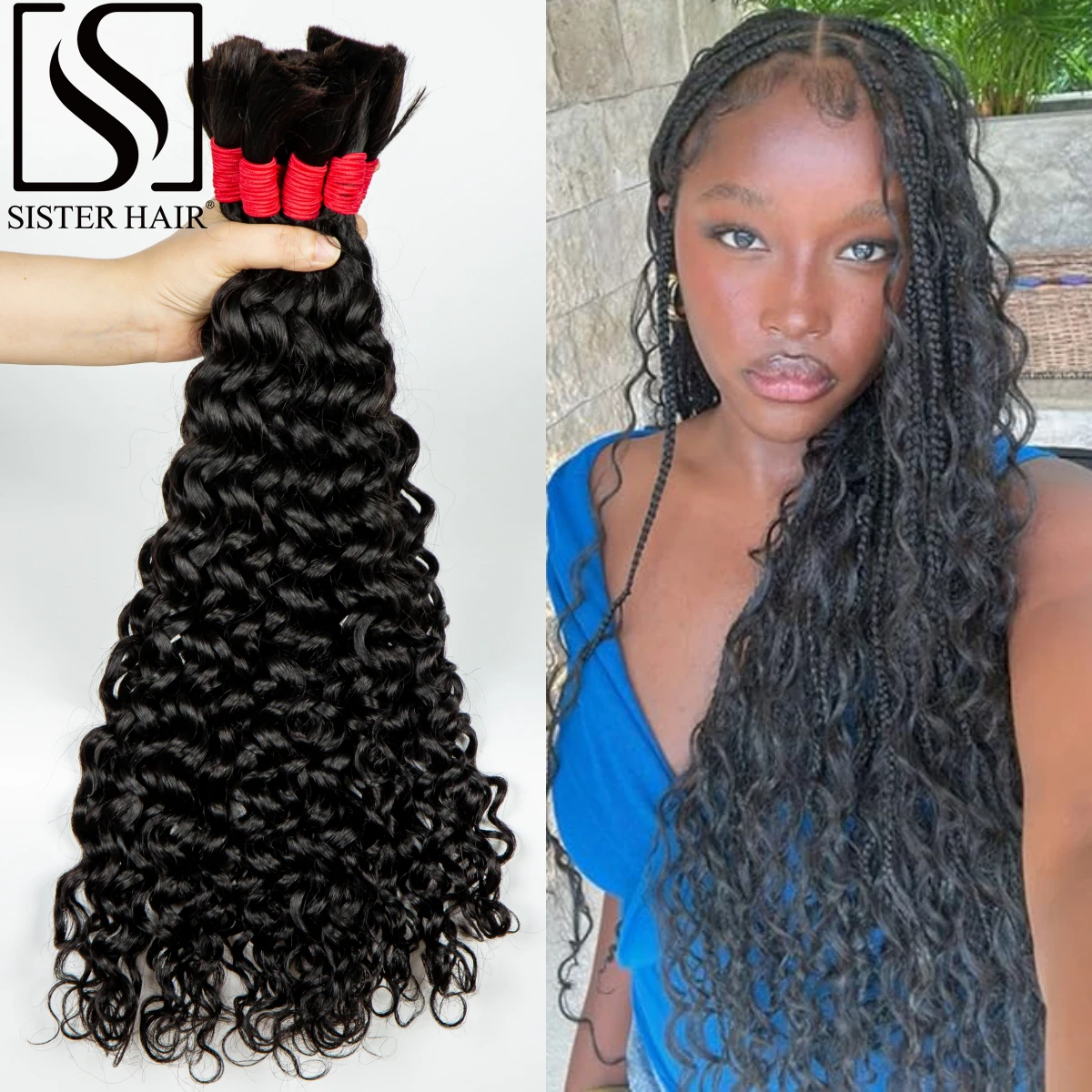 100-Human-Hair-Natural-26-Inch-Water-Wave-Bulk-for-Black-Woman-No-Weft ...