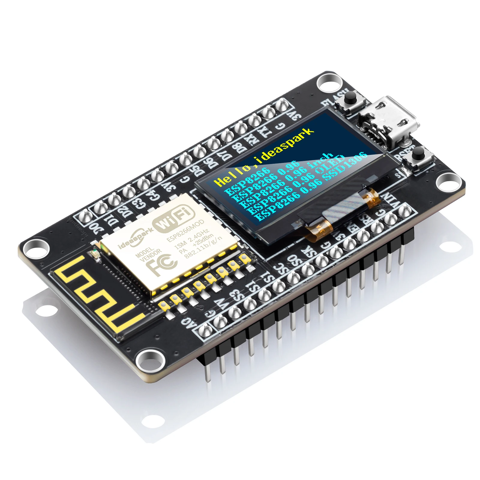 NodeMCU-Placa de desarrollo ESP8266 con pantalla OLED de 0,96 pulgadas, CH-340, módulo WiFi de ...