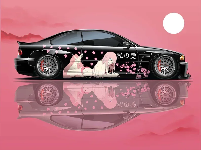 Japanese Anime Vehicle Livery Manga Theme Side Car Wrap Cast Vinyl Wrap ...