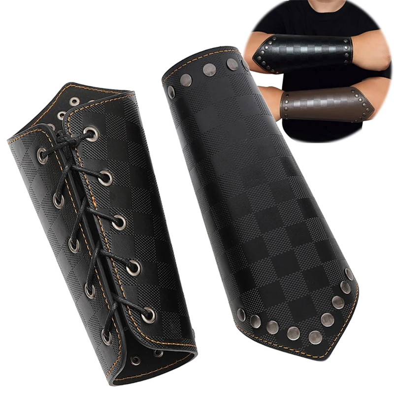 1-Piece-Cosplay-Props-Faux-Leather-Wide-Bracelet-Lace-Up-Arm-Armor-Cuff ...