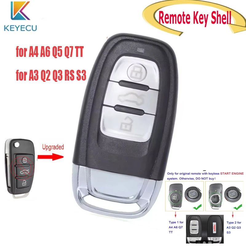Keyecu Upgraded Keyless Smart Remote Key Shell Case Cover Replacement 3 ...