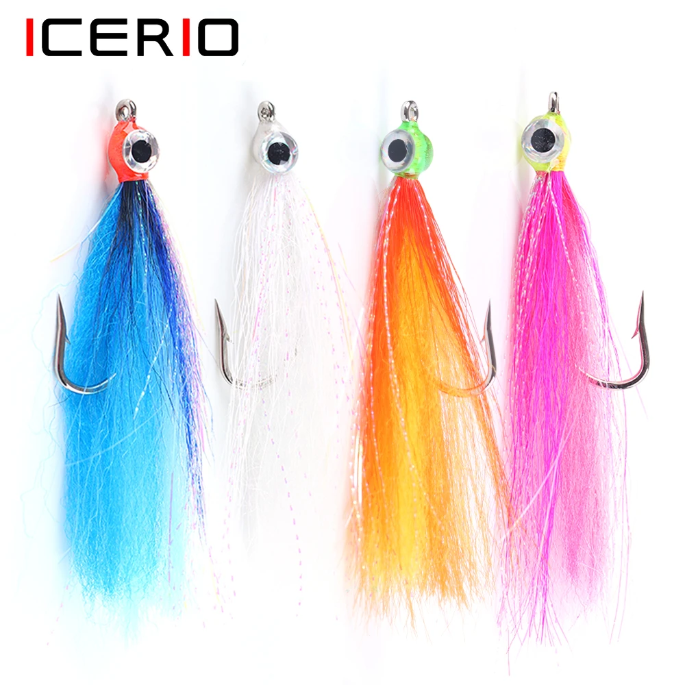 ICERIO 5/0# Suspending Streamers Fly UV Rose Blue White Orange Baitfish ...