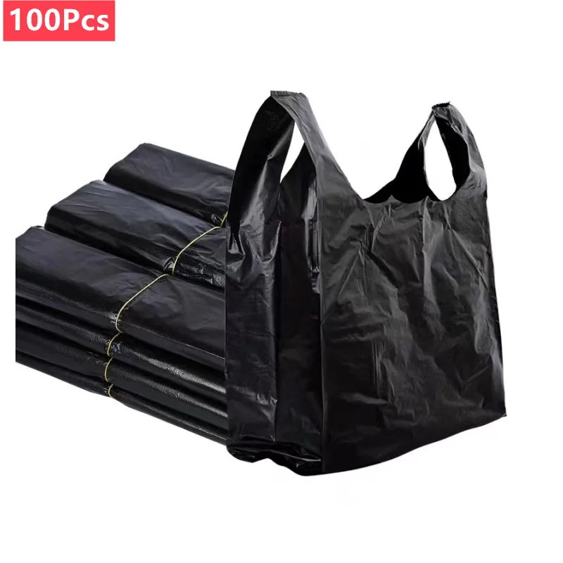 Sac-en-Plastique-Noir-pais-avec-Poign-e-pour-Cuisine-et-Salon-Emballage ...