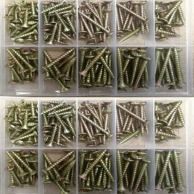 165pcs-M3-5-M4-Self-Tapping-Screw-Cross-Countersunk-Head-Wood-Screw-Set ...