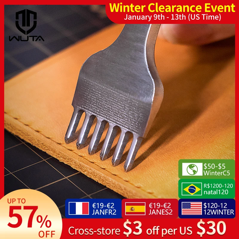Wuta 1pc 3/4/5/6mm Leather Chisel Tool Diamond Pricking Iron Basic Hole Punch Stitching Leather ...