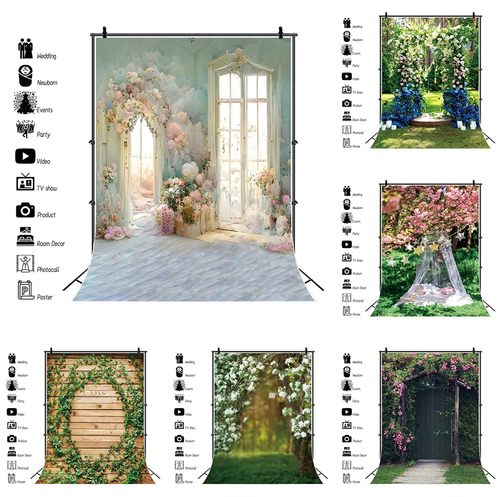 Wedding-Photography-Backdrop-Spring-Floral-Botanical-Birthday-Board ...