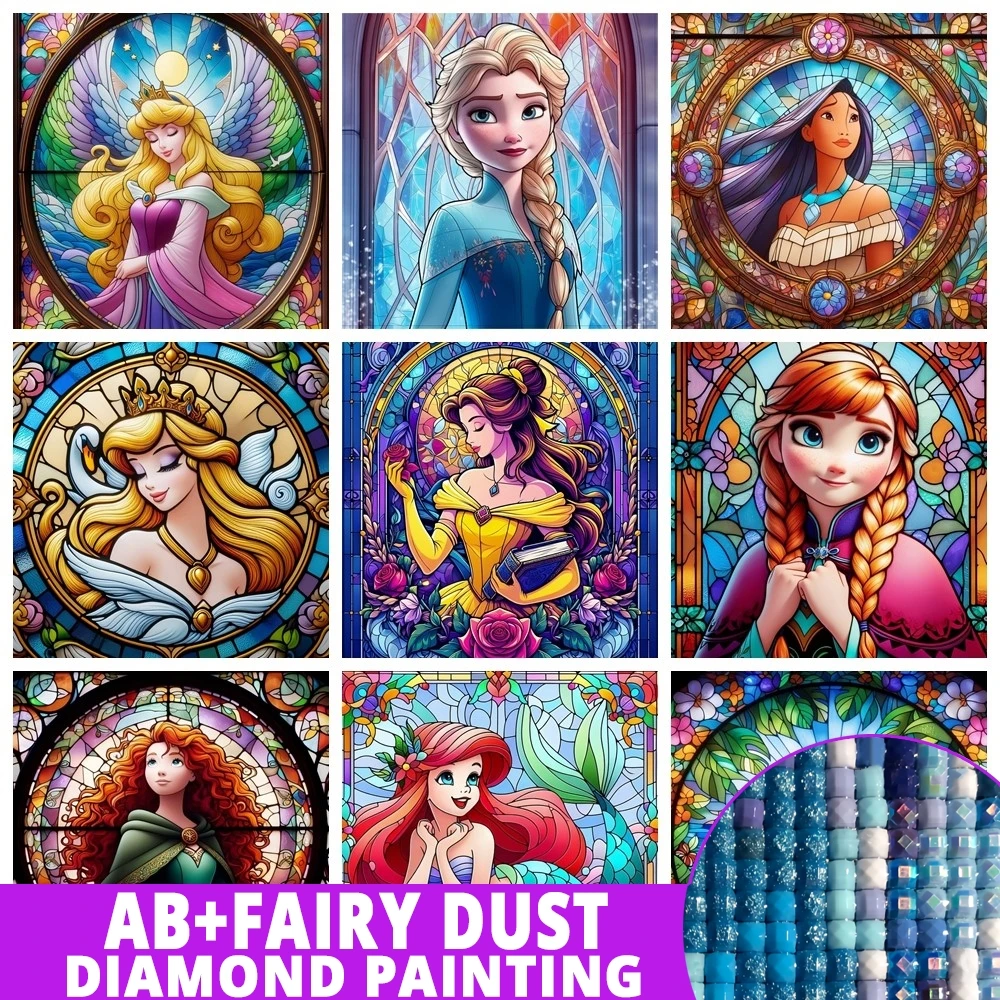 Fairy Dust AB Stained Glass Disney Princess 5D DIY Diamond Painting ...