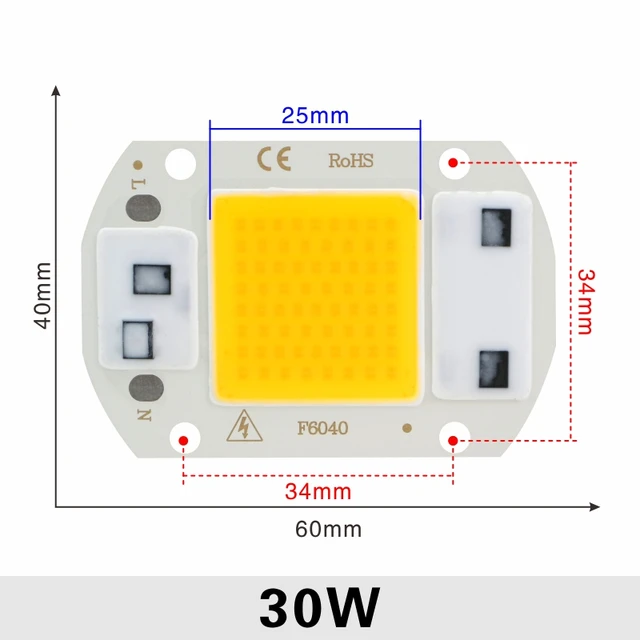 110V 220V LED Chip 10W 20W 30W 50W COB Chip No Need Driver LED Lamp ...