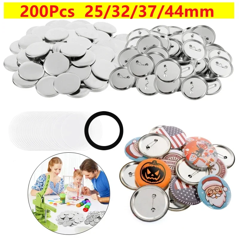 200Pcs 25/32/37/44mm Button Making Supplies Round Badge Button Parts ...