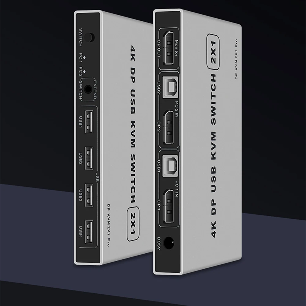 Dual-port Displayport KVM Switch USB Displayport KVM 144Hz DP Switcher ...