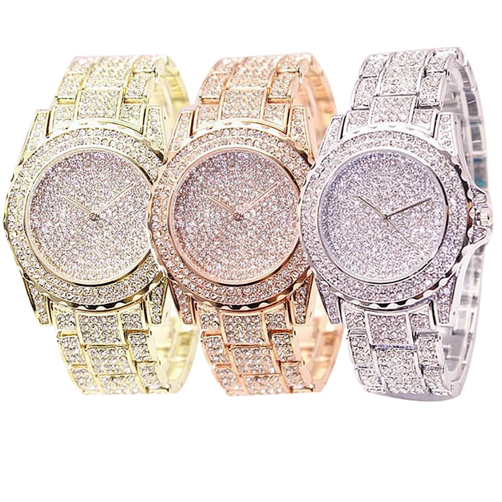 Luxurious-High-Quality-Full-of-Rhinestone-Clock-Dial-Bracelets-For ...