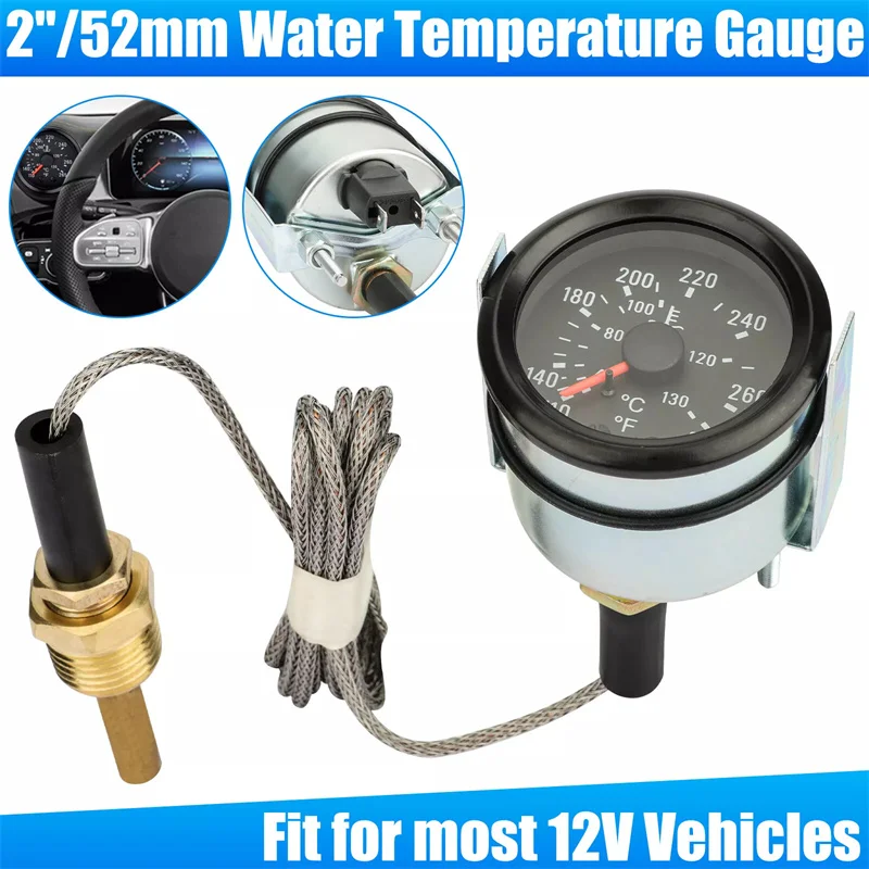 2-52MM-Mechanical-40-130-110-265-Water-Temp-Gauge-12V-Water-Temperature ...