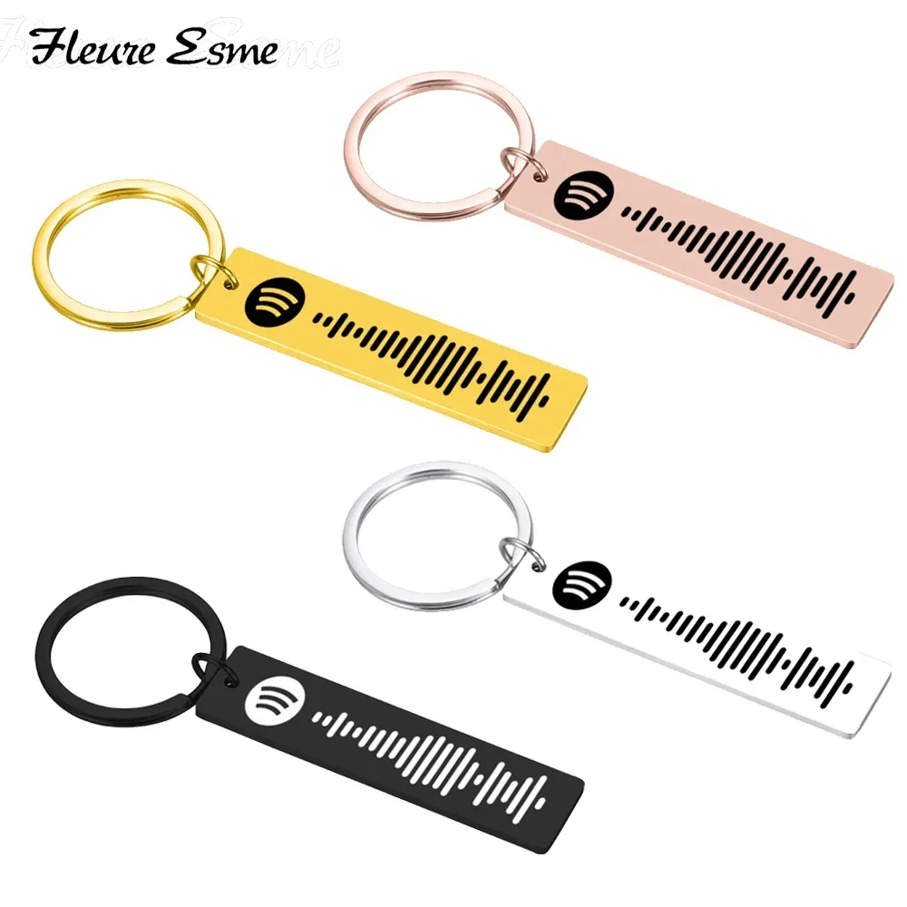 Personalized Music Spotify Scan Code Keychain for Women Men Stainless ...