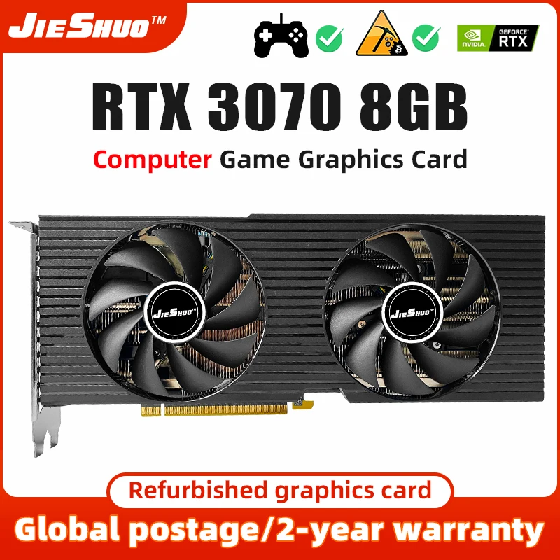 Placa gráfica rtx3070 de jieshuo 8gb gpu 8pin gddr6 256bit hdmi * 1 dp ...