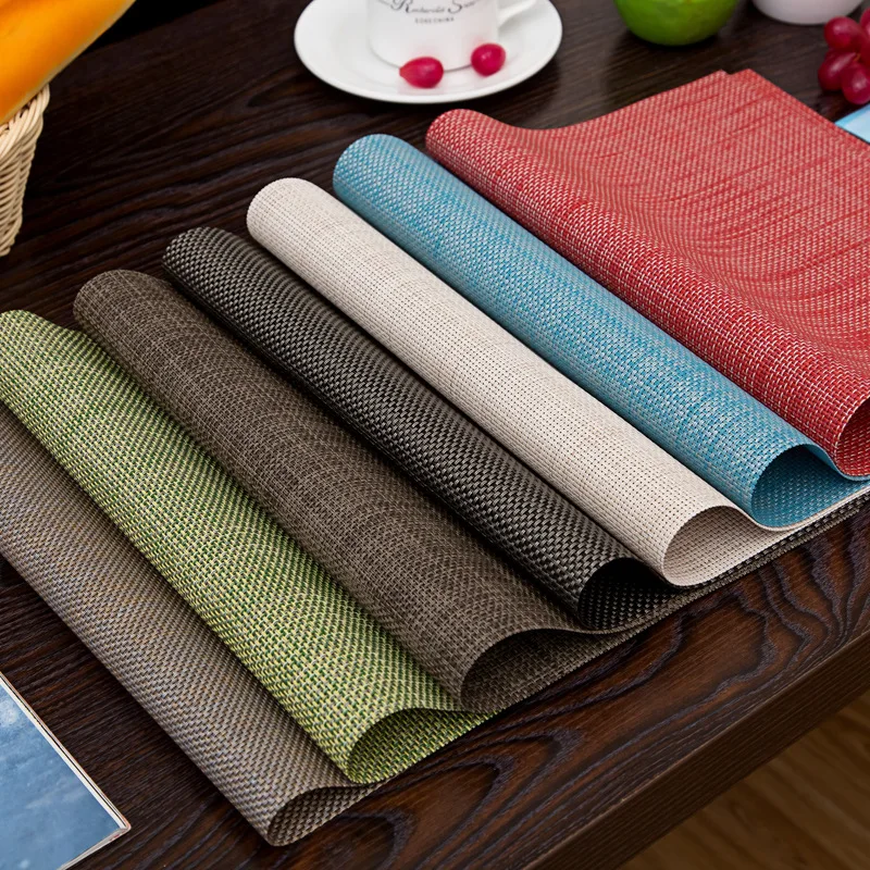Simple-solid-color-household-table-placemats-thickened-woven-insulation ...