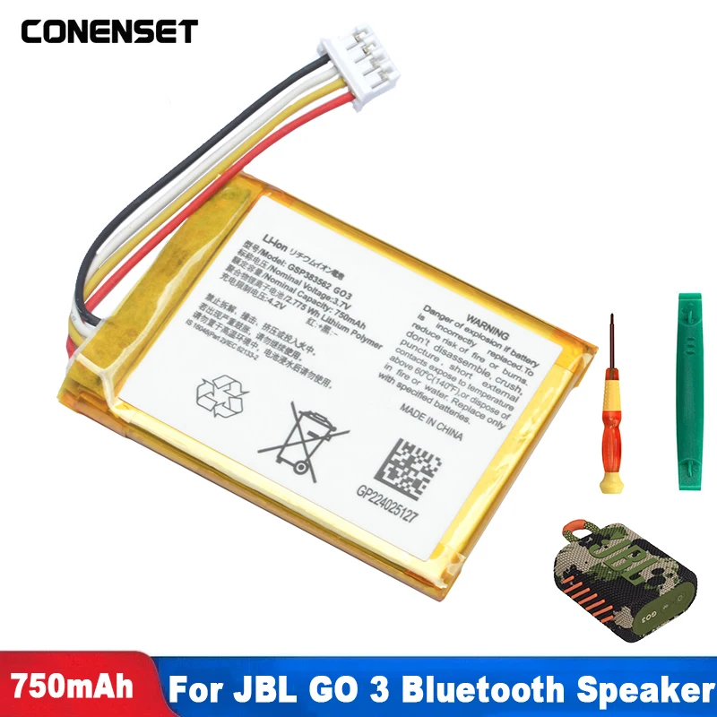 3.7V 750mAh GSP383562 Replacement Battery For JBL Go 3 324054 1ICP4/41/ ...