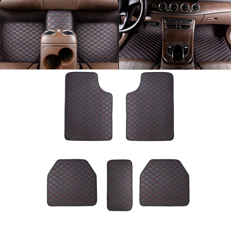 5PCS-Universal-Leather-Floor-Mats-for-Car-Auto-Diamond-Pattern ...