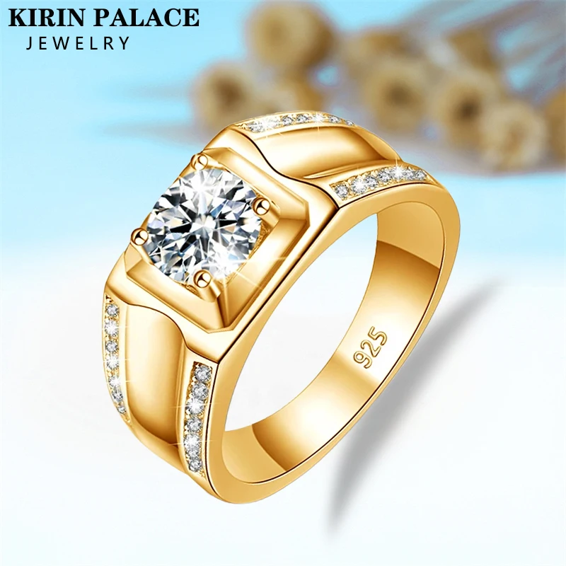 Kirin-Palace-2023-Trend-1-Carat-Moissanite-Engagement-Mens-Rings-18K ...