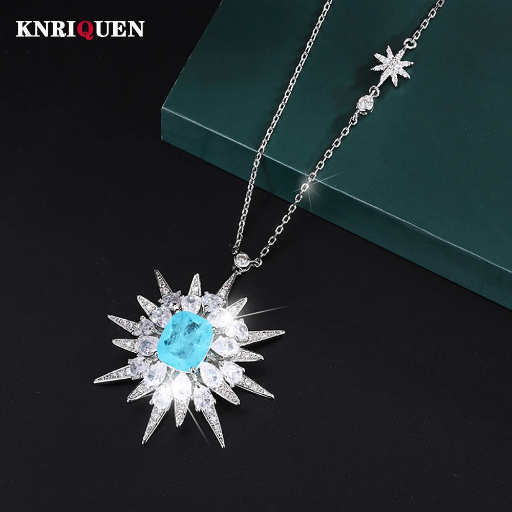 Funkelnden 10*12 Smaragd Rubin Paraiba Turmalin Sapphire Anhänger Halskette für Frauen Edelstein ...