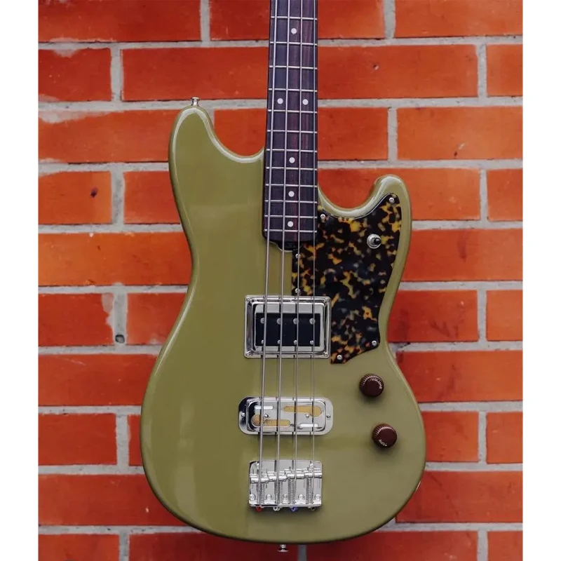 Electric bass guitar Solid green color chrome cover neck pickup mini ...