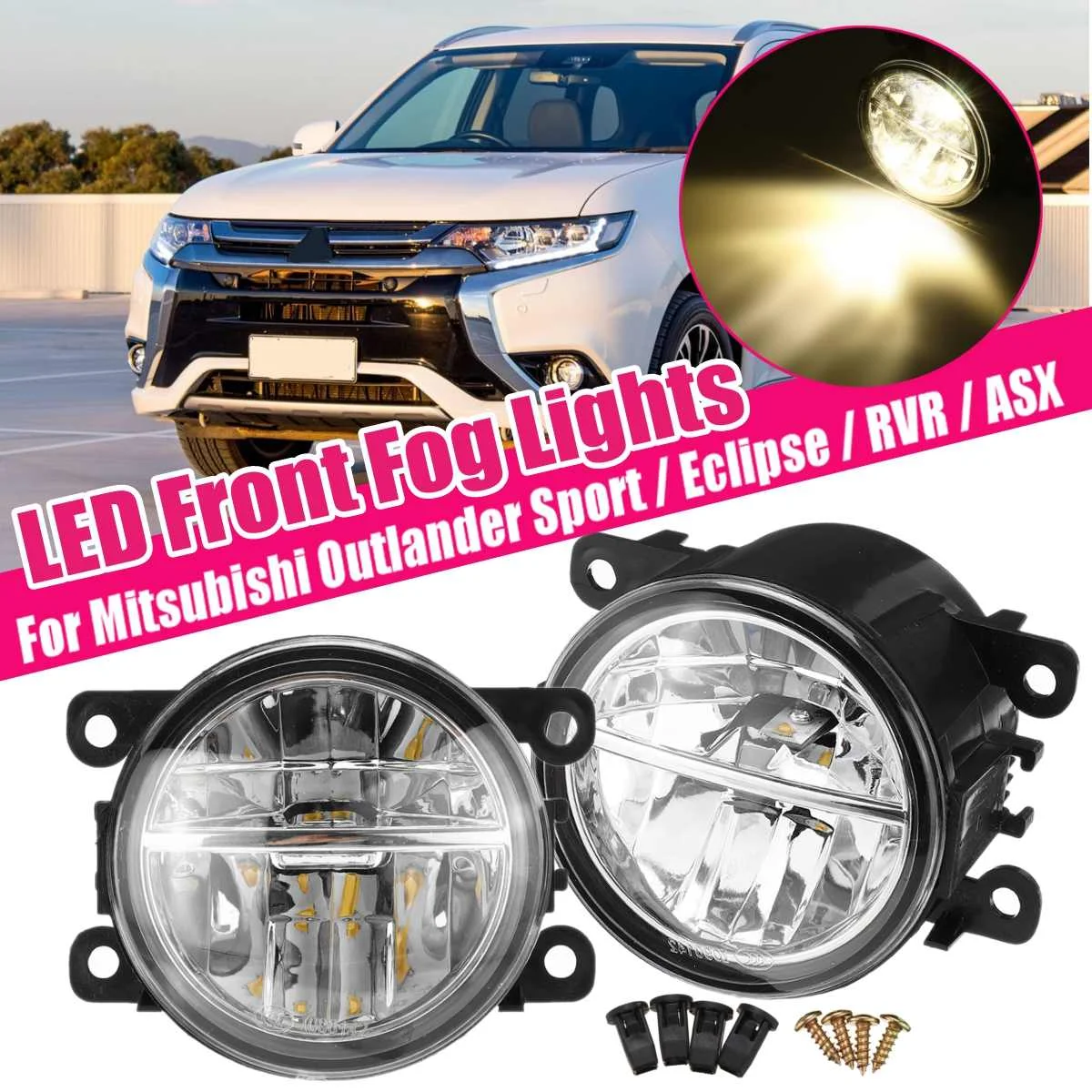 2pcs H11 LED Fog Lights Fog Light Fog Lamp Headlights for Mitsubishi ...