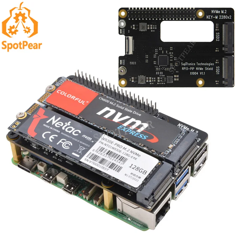 X1004-Raspberry-Pi-5-PCIe-to-M-2-NVMe-Dual-SSD-Adapter-Board-HAT-Pi5 ...