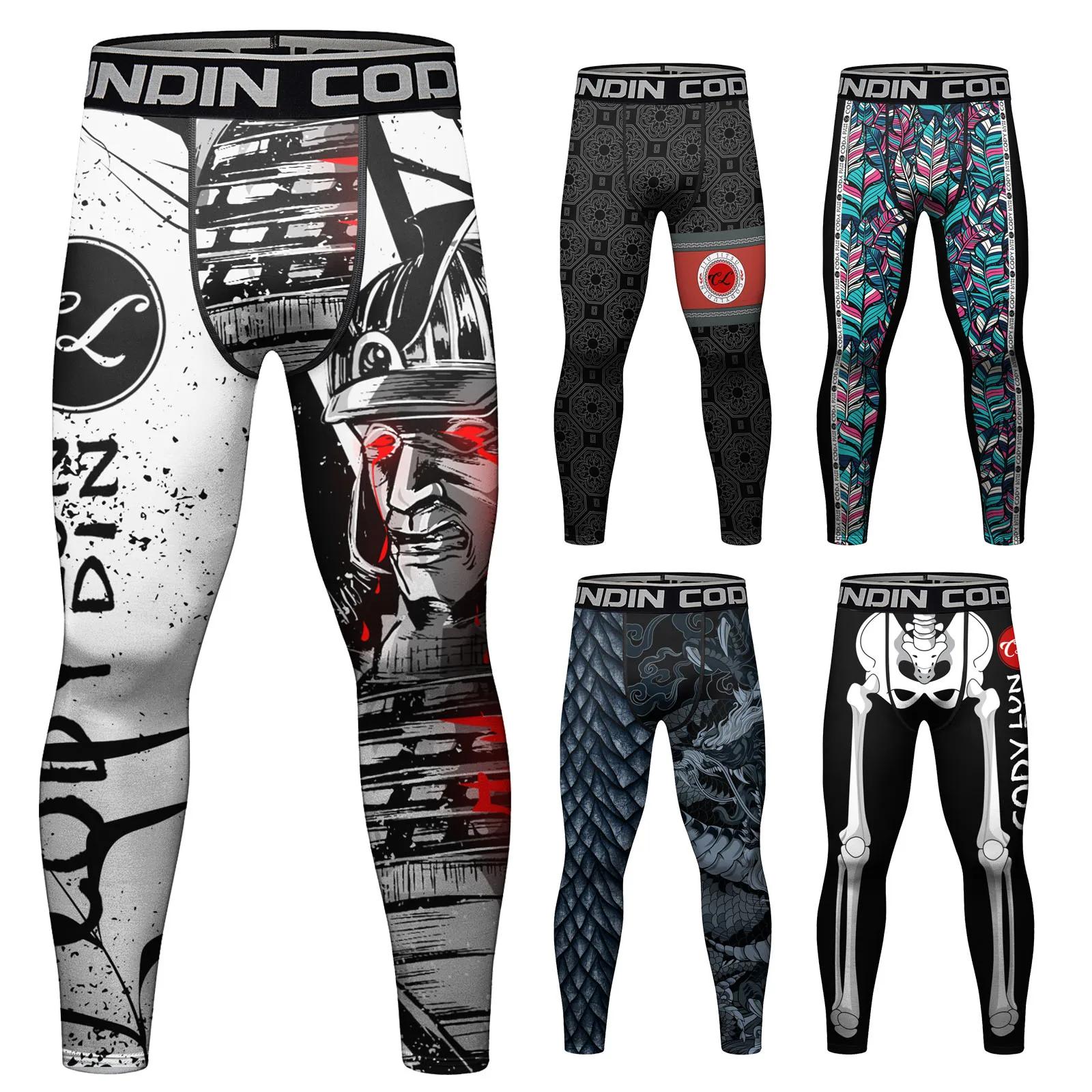 Cody Lundin Men Grappling Compression Pants Strapless Legging Running ...